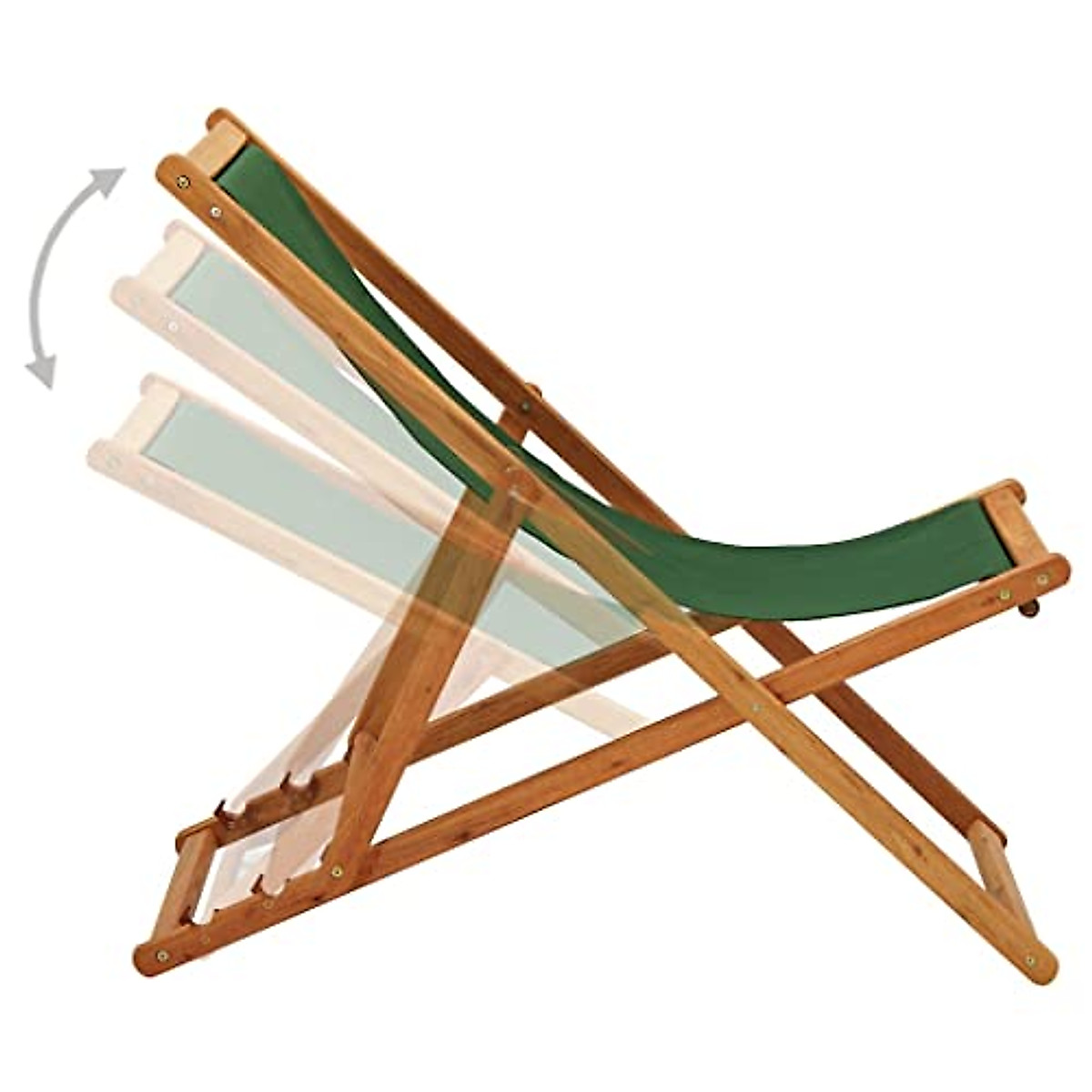 imasay Folding Beach Chair Eucalyptus Wood and Fabric Green for Dining Room, Modern Kitchen Living Room,Garden,Indoor or Outdoor