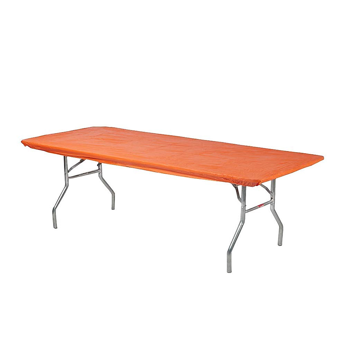 Kwik-Covers 6' Rectangle Plastic Table Covers 30" x 72", Bundle of 5 (Orange)