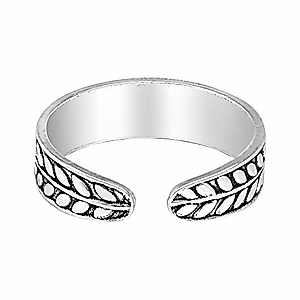 AeraVida Peaceful Olive Branch Leaf Wrap Band .925 Sterling Silver Toe Ring or Pinky Ring | Minimalist Toe or Pinky Ring | Adjustable Sterling Silver Toe Ring for Women