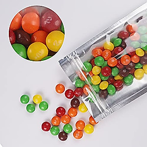 100 Pack Smell Proof Bags 3 x 4 Inch Resealable Mylar Bags Foil Pouch Flat Bag with Clear Window White