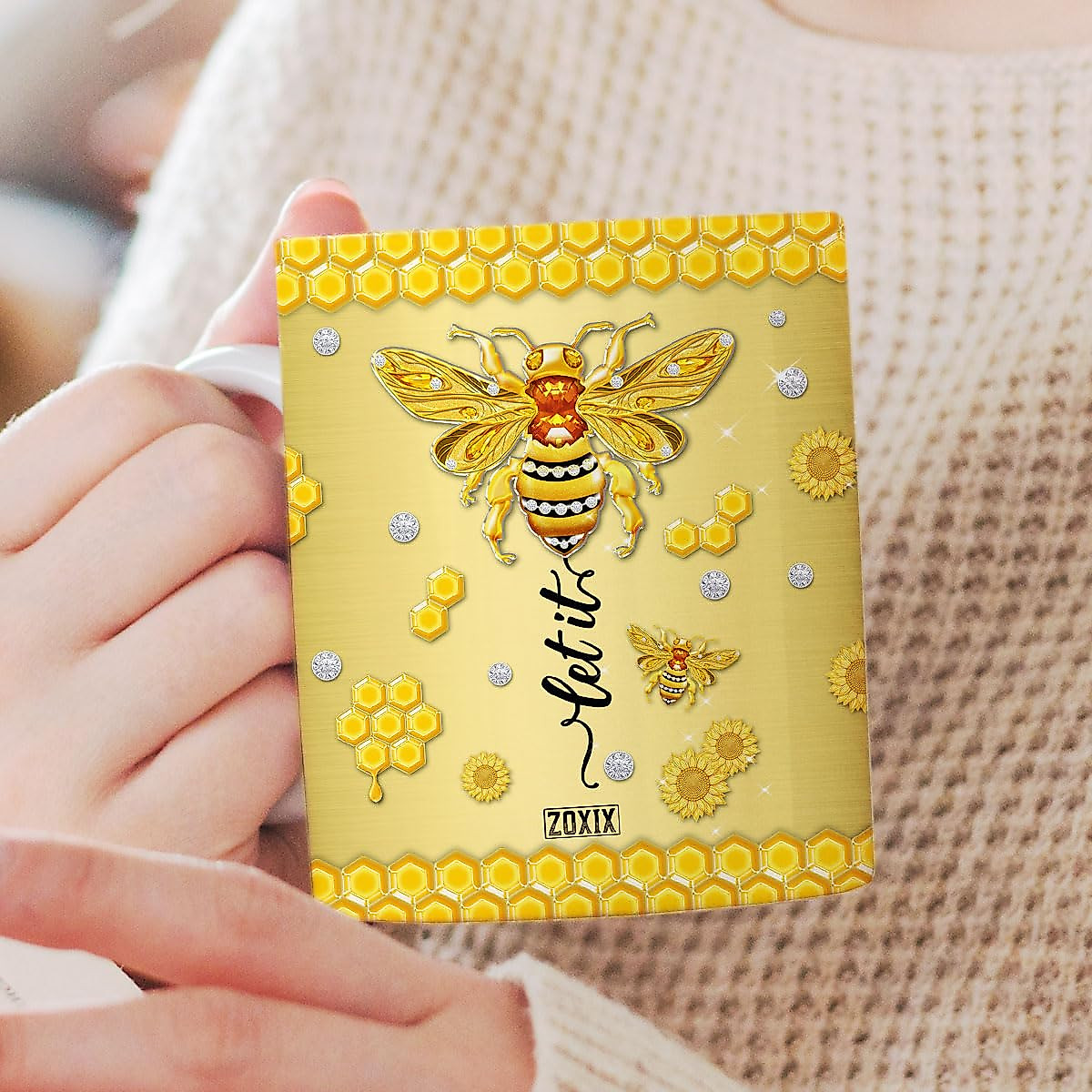 White Ceramic Coffee Mug Photo Mugs Personalized Picture Custom Name Birthday Gifts For Bee Lovers Women Girls Jewelry Style Novelty Tea Cup Table Desk Accessories 11 And 15 Oz