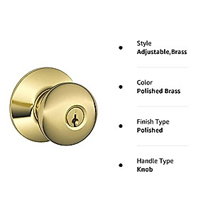 SCHLAGE F51A Plymouth Keyed Entry Lock C Keyway with 16211 Latch 10063 Strike Bright Brass Finish