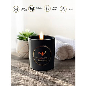 Scented Candles for Men Extra Large 11 oz 70+ Hours Burn Time Wood Wick Luscious Coffee Scented Candles Magic Vela Scented Candle by Magnificent Bay.Gifts for Women and Men.