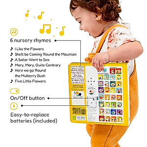 Cali's Books Nursery Rhymes Musical Book. Press, Listen and Sing Along! Best Interactive Sound Book for Toddlers 1-3. Award Winner Toy (I Like The Flowers Nursery Rhymes)