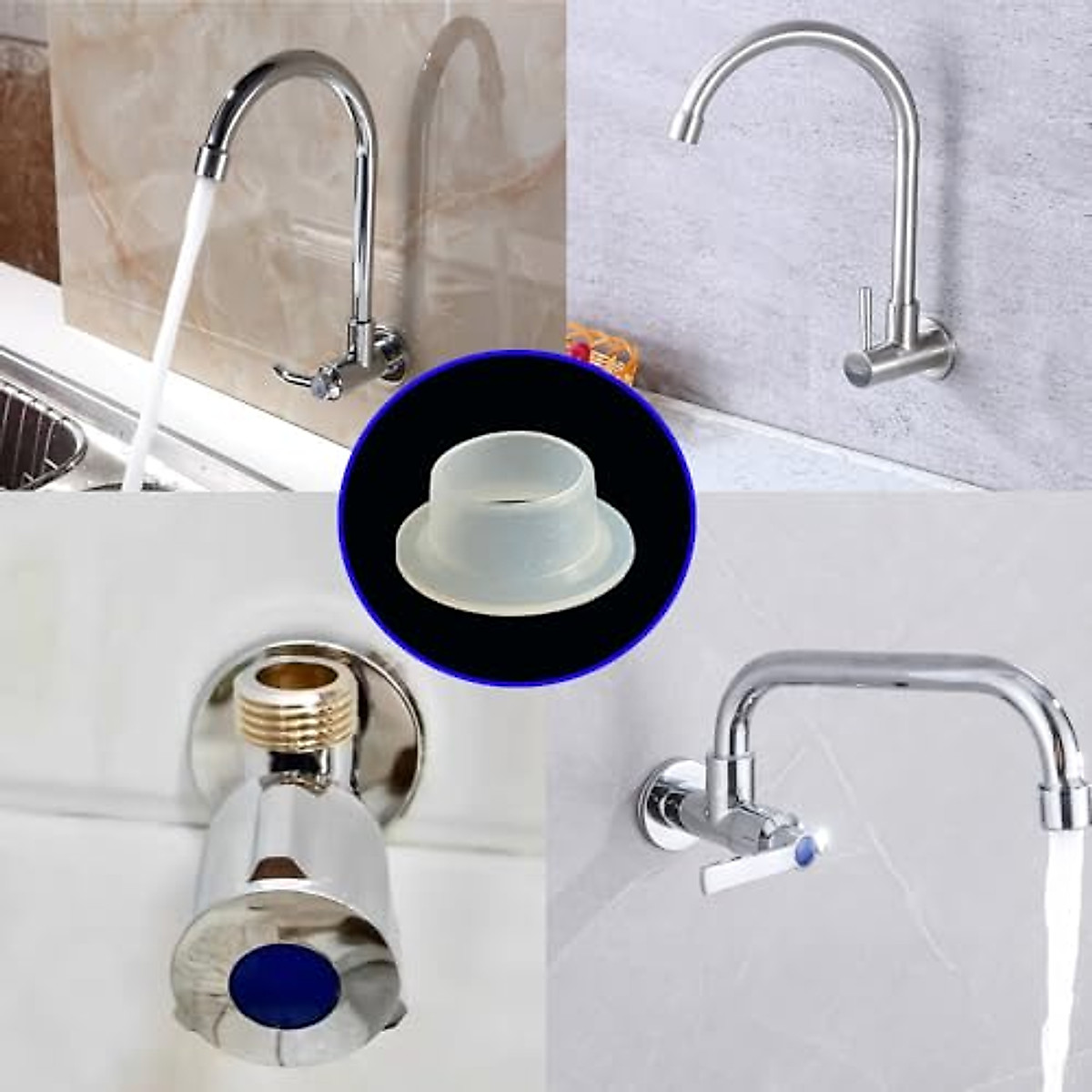 100 Pcs Silicone Faucet Sealing Gasket, White Faucet Valve Leak Proof Plug for Faucet Valve Pipe