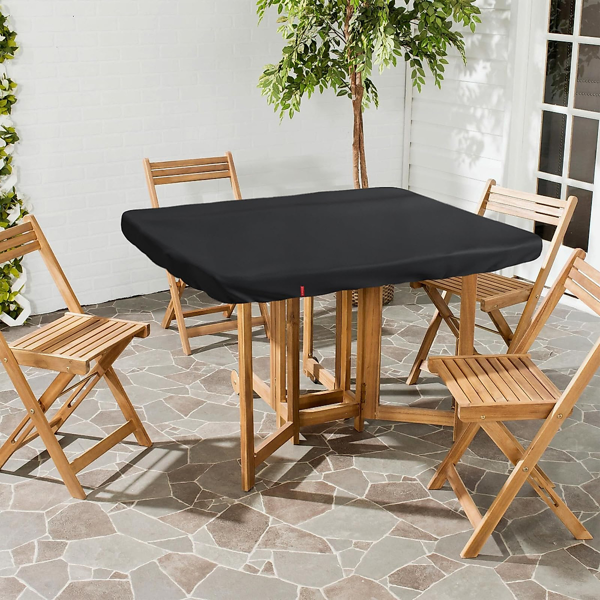 SoloToo Outdoor Square Table Cover,Waterproof Anti-UV Patio Square Table Top Covers,Fits 32 x 32 Inches Square Patio Furniture (Black)