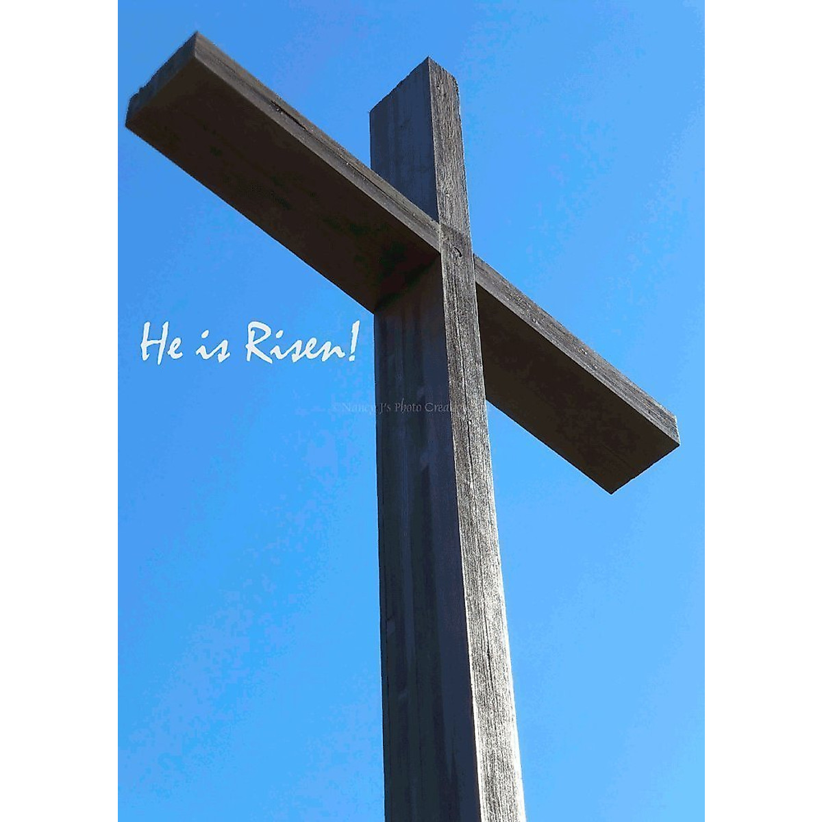 Cross Photo Christian Wall Art Fine Art Print He is Risen Easter Gift Blue Grey Black and White Home Decor Minimalist Photography 5x7 8x12 12x18 16x24 20x30