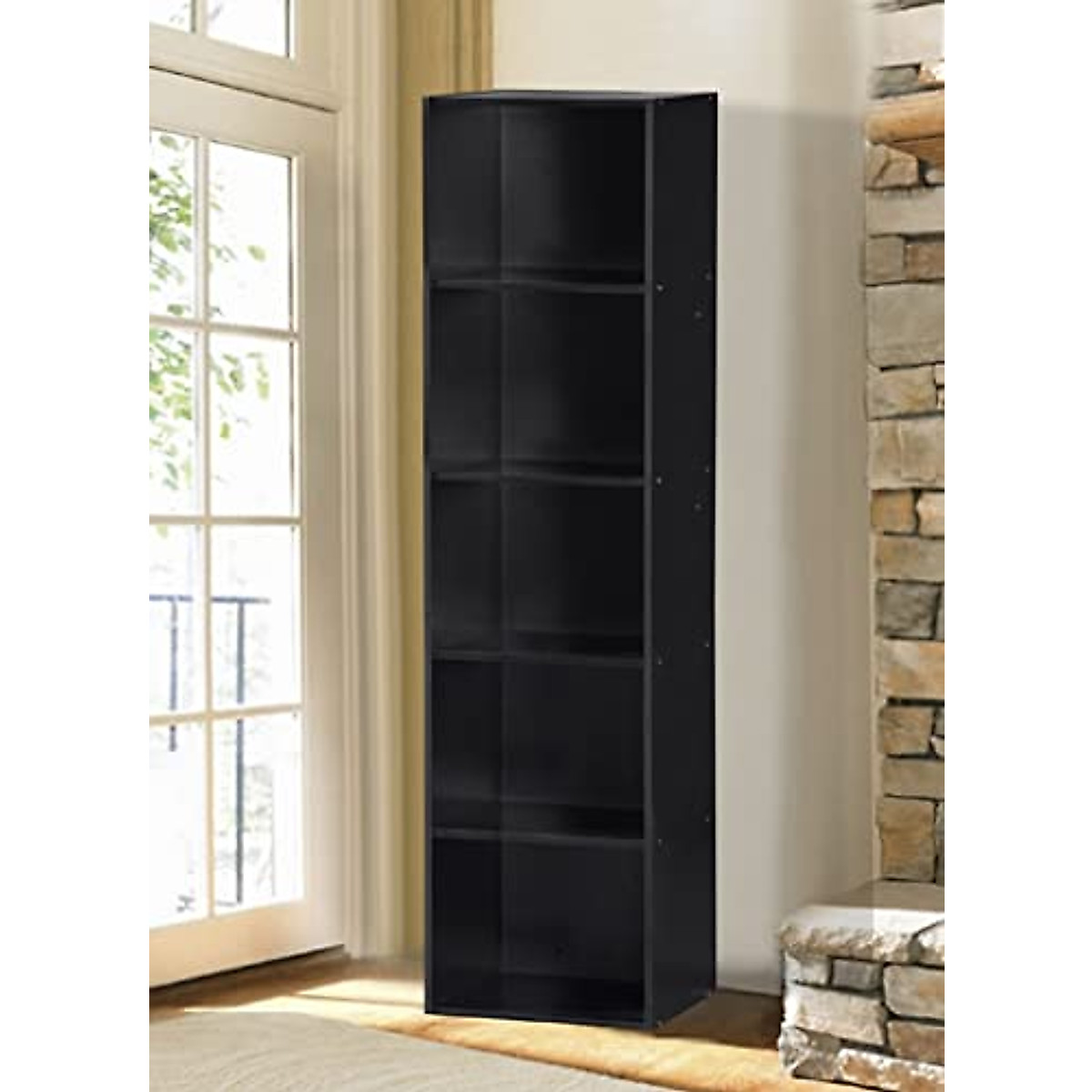 Hodedah Import 5 Shelf Bookcase, Black