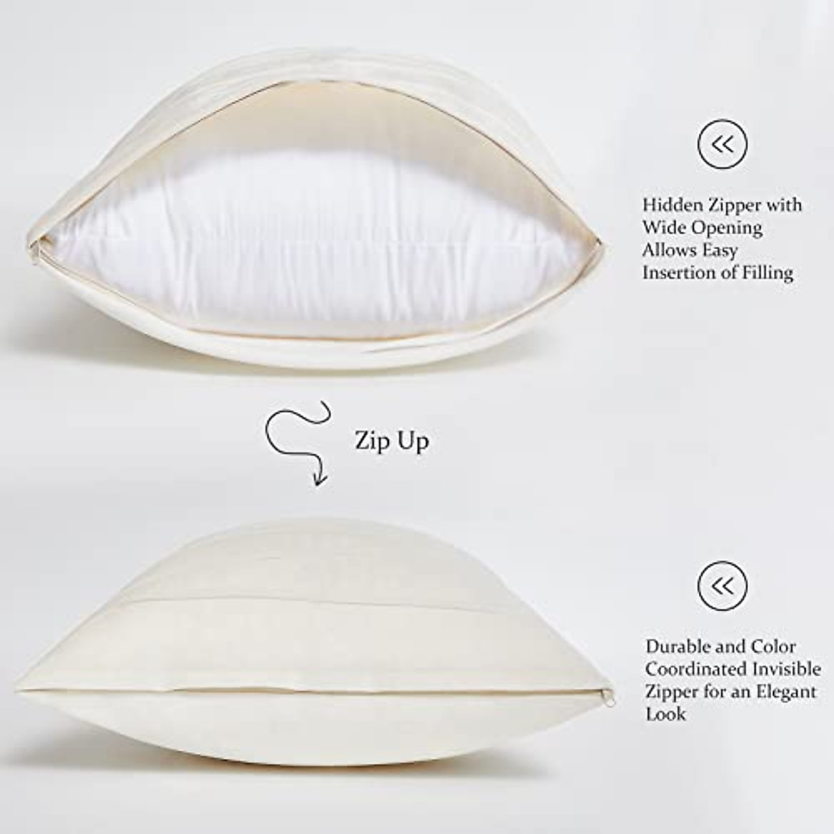 Top Finel Decorative Throw Pillow Covers 18 X 18 Inch,Soft Solid Velvet Pillow Covers Cushion Case for Sofa Bedroom 45 X 45 Cm (Pack of 2) Cream White