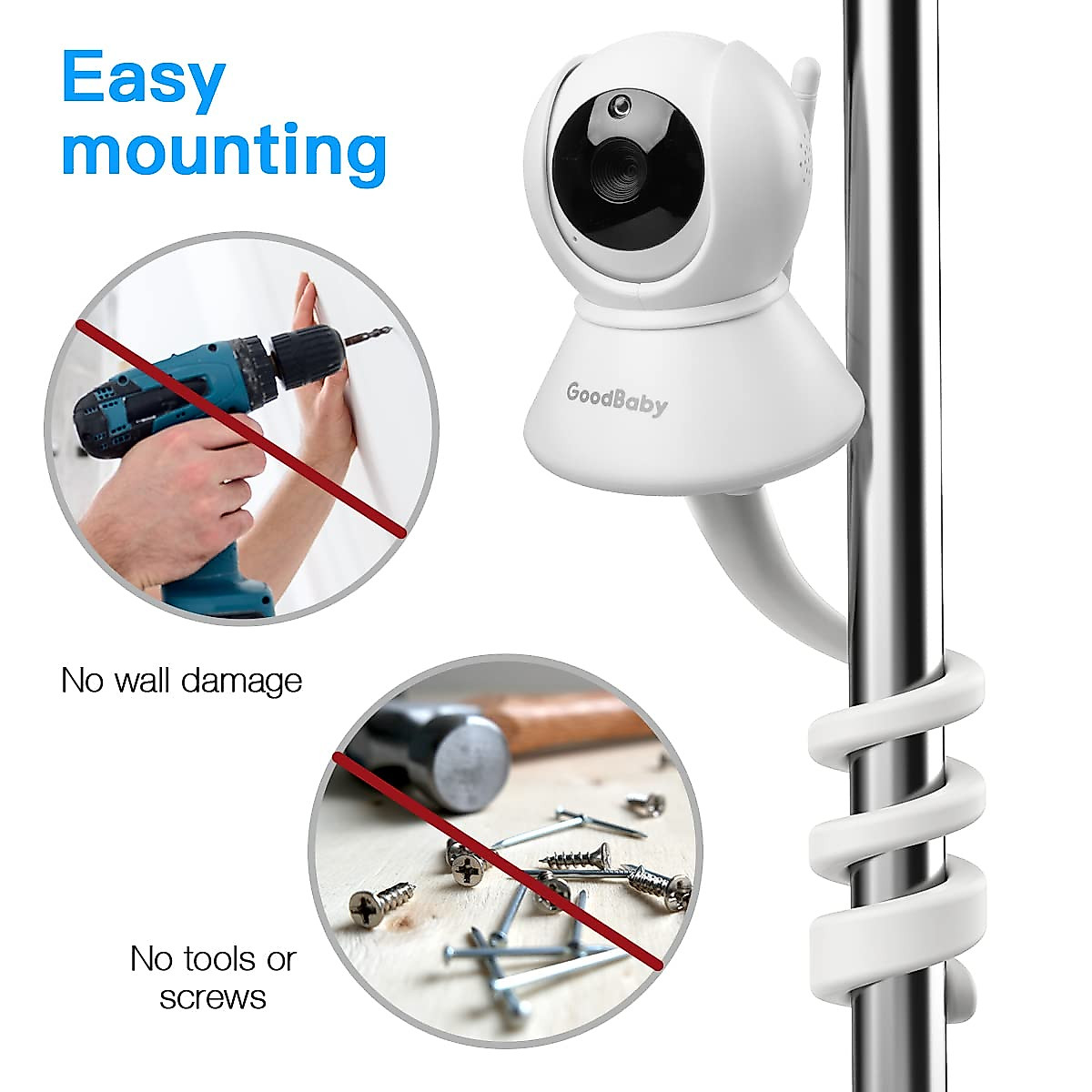 Koroao Flexible Twist Mount for GoodBaby SM35PTZ Baby Monitor Camera No Tools or Wall Damage Required