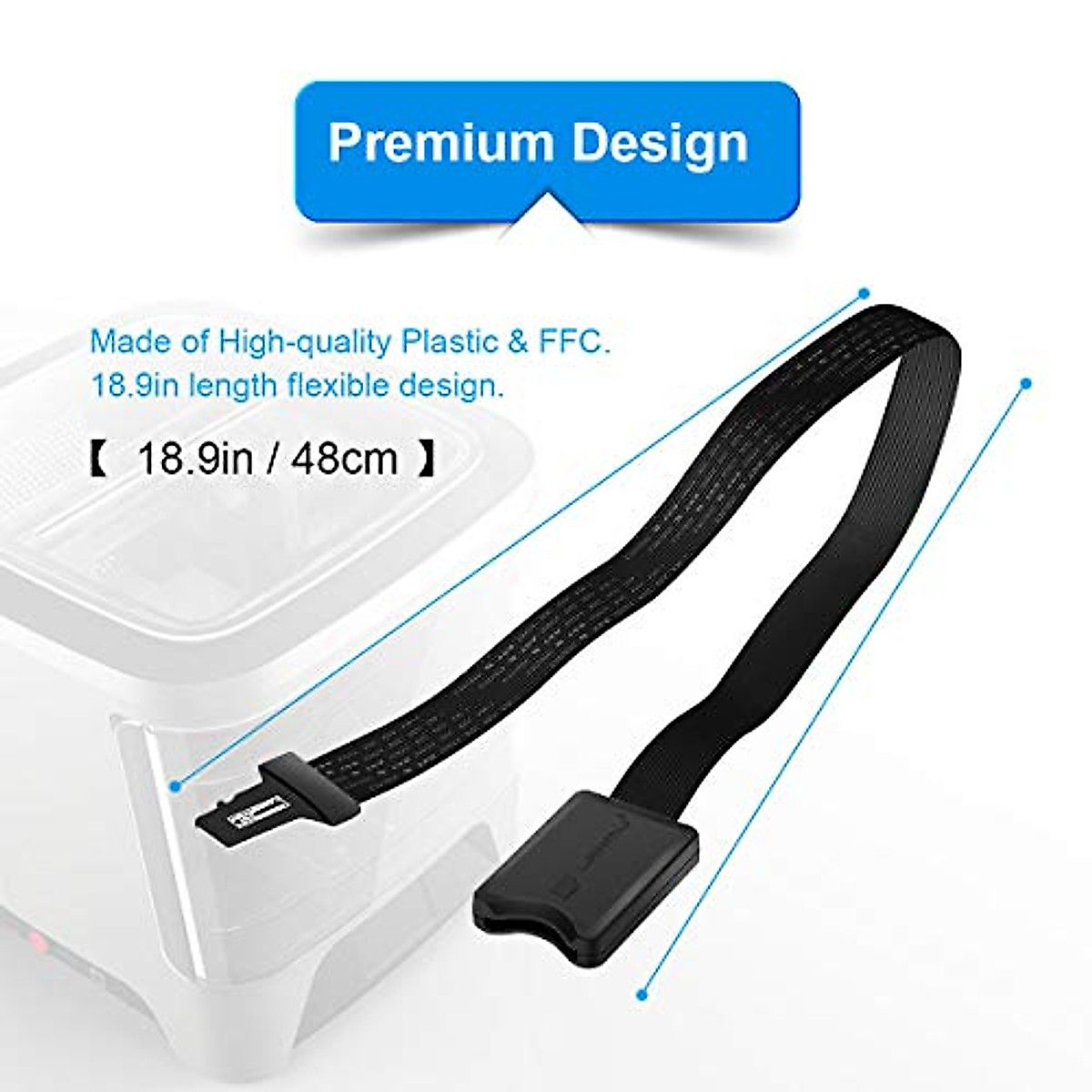 LANMU Micro SD to SD Card Extension Cable Adapter Flexible Extender Compatible with Ender 3 Pro/Ender 3/Ender 3 V2/Ender 5 Plus/Ender 5 Pro/CR-10S Pro/Anet A8 /Raspberry Pi (18.9in/48cm)