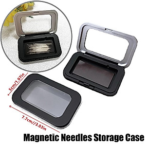 Portable Magnetic Needle Case Household Black Needle Storage Box,Magnetic Embroidery Needles Storage Case,Buttons Pins Suction Holder Rectangle Sewing Needle Storage Box (3Pcs)