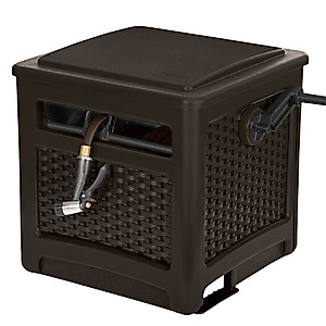 Smart Trak Wicker Garden Hose Reel Guide, Hideaway, Weather-resistant, 225 ft, Brown