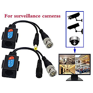 zdyCGTime Balun HD Cat5 RJ45 to BNC Video Baluns transceiver Passive with Power Connector for 720P 1080P 3MP 4MP 5MP 8MP HD-CVI/TVI/AHD/CVBS/960H Camera(2 Pairs)