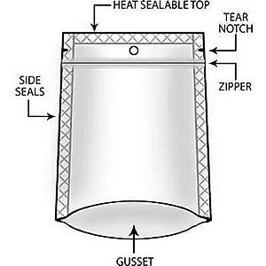 Clear/Silver Stand Up Pouch 7.5"x11.5"x3.5" , Pack of 100
