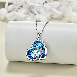 WINNICACA Daughter Necklace from Dad Sterling Silver Faghter Daughter Pendant Necklace with Heart Blue Crystal Birthday Anniversary Christmas Jewelry Gifts for Women Daughter