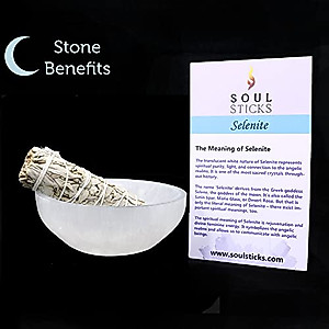 Soul Sticks Selenite Crystal Bowls for Smudging, Healing, Recharging Crystals | Pure Selenite Smudge Bowl & Crystal Charging Station Ethically Sourced in Morocco (5 Inch (Pack of 1))