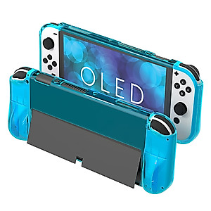 TALK WORKS Nintendo Switch OLED Case - Protective Fit Durable TPU Case Designed for Nintendo Switch OLED - Non-Slip Secure Holding Grips, Easy Opening for Kickstand - For Comfortable Gaming - Blue
