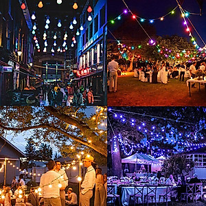 VTpower 50FT Outdoor String LED Lights G40 Shatterproof 0.6W Clear Globe Bulb E12 Base Hanging Lights with (2 Spare),Connectable for Indoor/Outside Garden Backyard Patio 50 Lamp Multicolor…