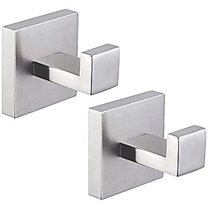 Angle Simple Bathroom Towel Hook 2 PCS, SUS304 Stainless Steel Bath Towel Holder, Square Robe Hook for Wall, Brushed Nickel
