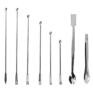 12 Pcs Stainless Steel Lab Spatula Micro Lab Scoop Spoon Reagent Laboratory Spatula Sampling Spoon with Pouch for Powders Gel Cap Filler, Capsule Filler