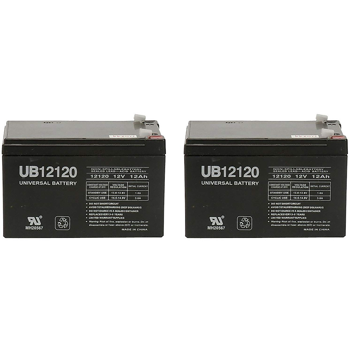 UB12120 12V 12AH SLA Battery 12 Volt - F2 Terminal/ 2 Pack