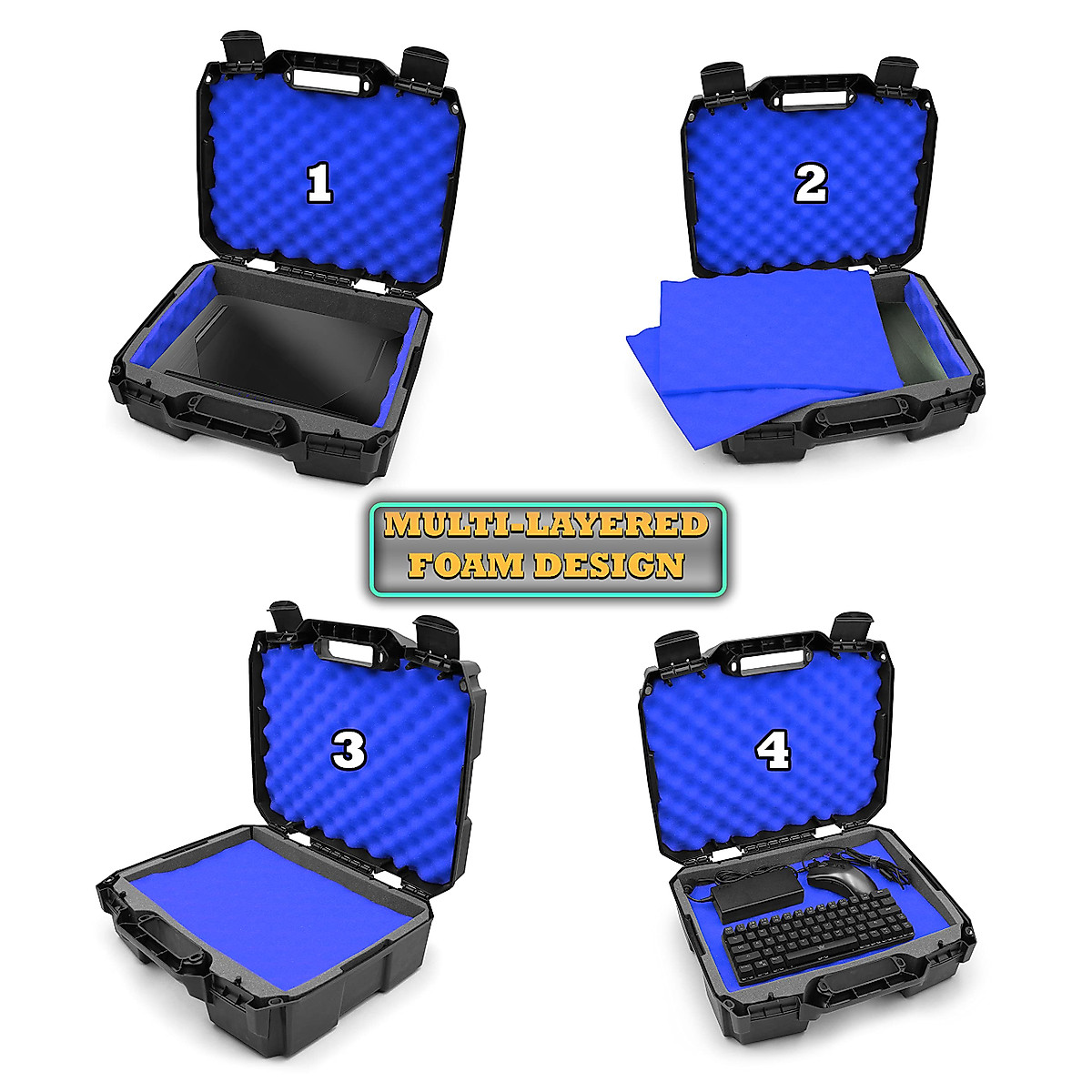 CASEMATIX 15.6" Hard Laptop Case with Shock-Absorbing Interior Foam Protection Compatible with 15" Gaming Laptops and Accessories, Fits Laptops up to 15” x 10.5" Max