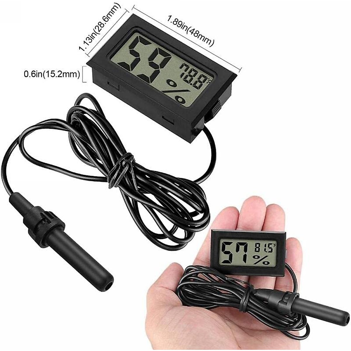 Mini Digital Thermometer, Humidity Meter, Hygrometer, and Hydrometer: Digital Temperature and Humidity Monitor for Reptile Incubator Brooders, Garden, Greenhouse, Fridge, Experiment use