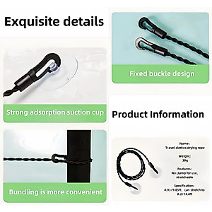 Generic Travel Clothesline - No Clips Needed! Stretchable Outdoor Clothes Line Ropes for Easy Drying-Clothes line Outdoors-Travel Clothesline for Hotel Room-Outdoor clotheslines for Outside (1.5M+3M)
