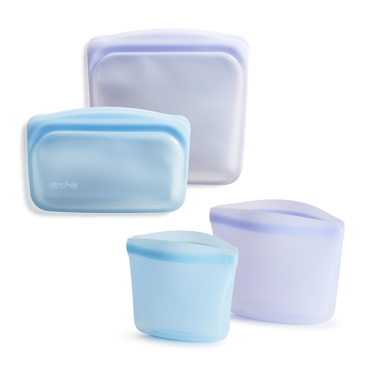 Stasher Premium Silicone Reusable Food Storage Bags, 4-Pack, Multi | Multi-Use Food Storage Bags, Lunch Bag, Travel Containers | BPA Free, Leak-free, Dishwasher-Safe, Eco-friendly