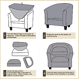 Lellen Club Chair Slipcover with Seat Cushion Cover Round Tub Accent Armchair Cover Reusable Sofa Stretch Covers for Living Room Bedroom Office Dining Room Barrel Chair Protector（Teal Suit ）