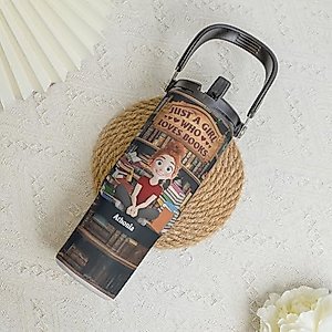 Cipustar Just A Girl Who Loves Books Personalized 30oz Tumbler With Handle, Daughter Gift For Birthday, Book Lover Gifts