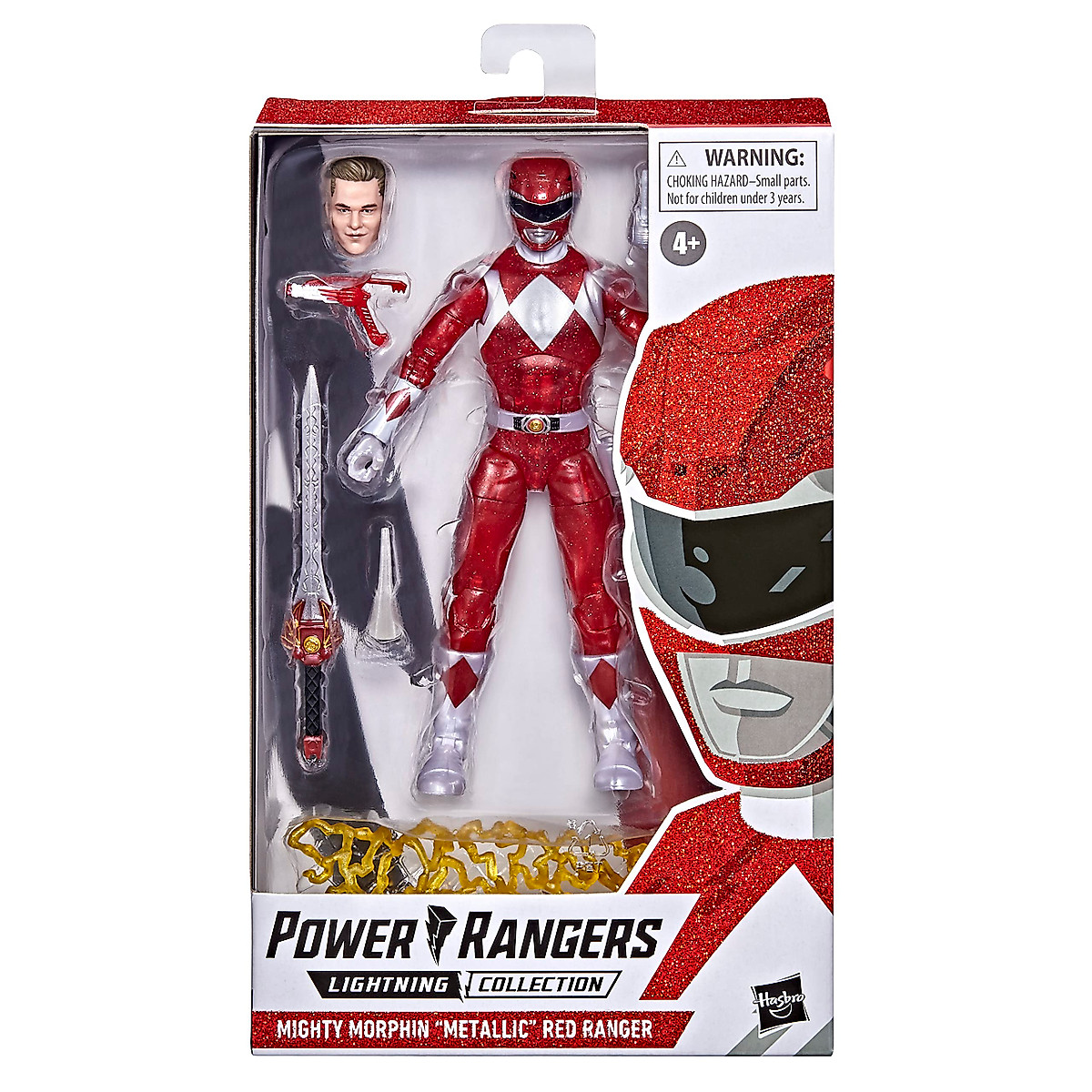 Power Rangers Lightning Collection Mighty Morphin Metallic Red Ranger 6-Inch Premium Collectible Action Figure Toy with Accessories