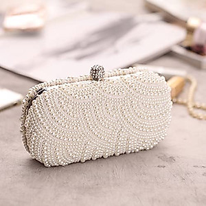 Snowskite Women's Handmade Full Pearl Bridal Evening Clutch Bag Ivory