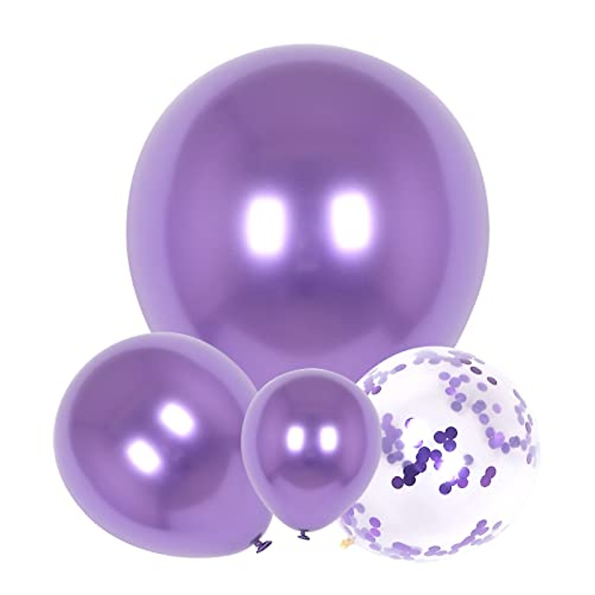 AULE 100Pcs Purple Metallic Balloons Different Sizes 18/12/10/5 inch Chrome Latex Shiny Helium Balloons Party Decoration for Birthday Carnival Wedding Baby Shower Graduation