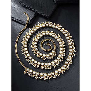 Aheli Indian Traditional Ethnic Faux Stone Beaded Waist Chain Jewelry Kamarband Patta Womens Belly Chain Sari Saree Belt