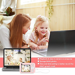 RenFox Kids Camera, 2.4'' 16MP Dual Lens Selfie Camera1080P HD Digital Video Camcorder, Toys and Birthday for Girls Boys Age 3-10, Toddler Beginner Camera with 32GB SD Card - Pink