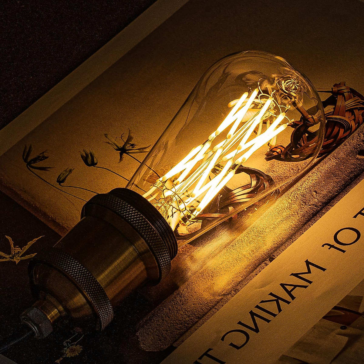 CREATE BRIGHT Vintage ST64 16W Dimmable Led Edison Bulbs 2700K Warm Light Bulbs Led Filament Light Bulbs for Chandeliers,E26 Base,4 Pack