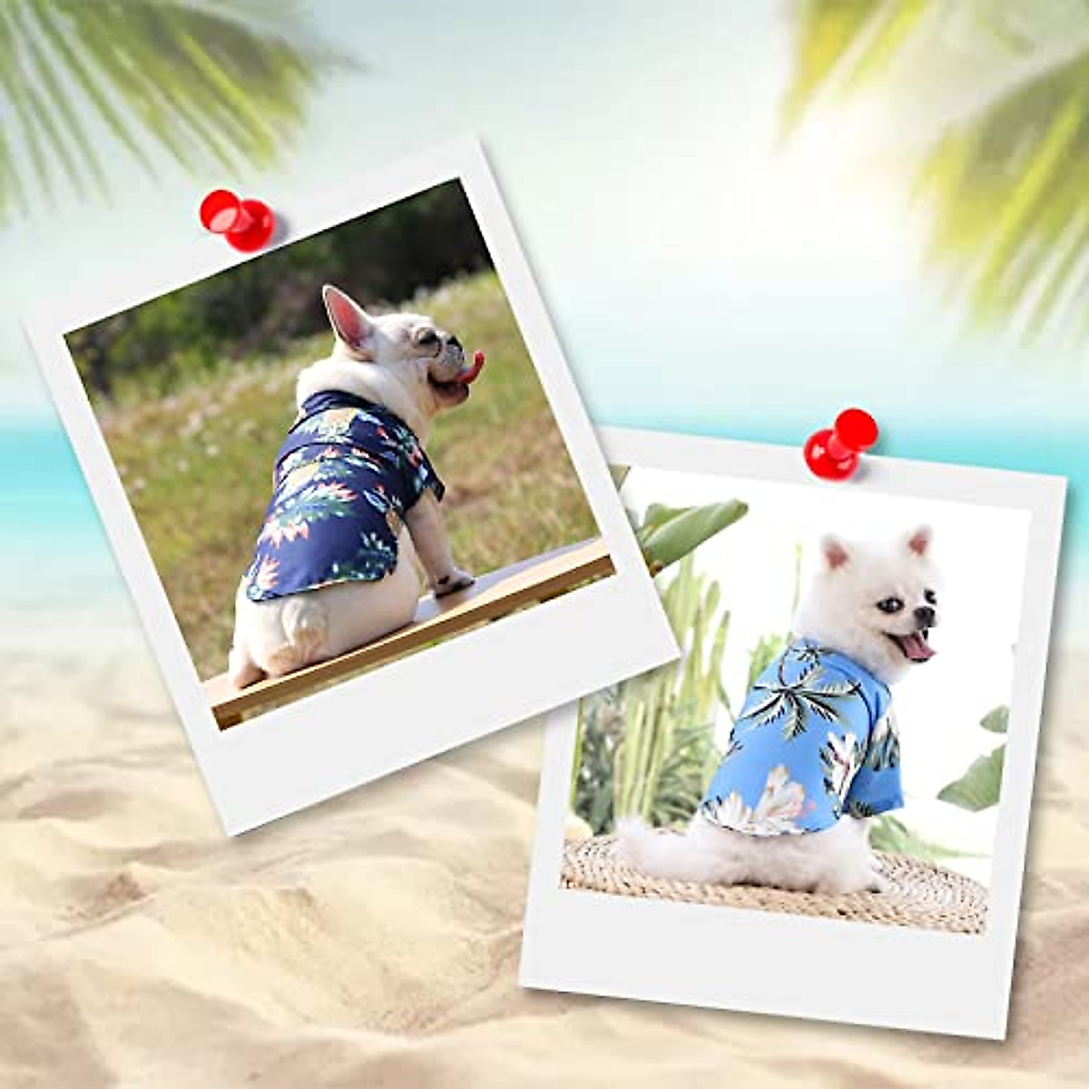 4 Pieces Pet Summer Shirts Hawaiian Style Dog T-Shirts Floral Coconut Tree Printed Puppy Shirt Summer Beach Dog Apparel Cat Outfit Shirt Breathable Pet Cool Clothes for Small to Medium Pets (XX-Large)