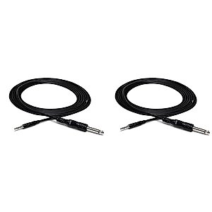 Hosa CMP-110 1/4" TS to 3.5 mm TRS Mono Interconnect Cable, 10 Feet (Pack of 2)