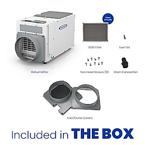 AprilAire E100 Pro 100-Pint Whole-House Dehumidifier, Energy Star Certified, Commercial-Grade Whole-Home Dehumidifier for Basement, Crawlspace, or Whole House up to 5,500 sq. ft.