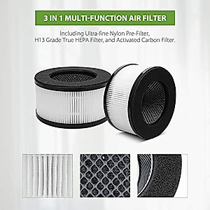 Smilyan BS-01 True HEPA Replacement Filter Compatible with Slevoo BS-01 Air Purifier, 3-in-1 BS01 Air Filter Replacement,2 PACK (NOT fit for BS-03)