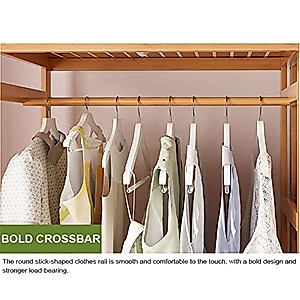 YXDFG Bamboo Garment Rack,Heavy Duty Coat Display Organizer, 3-Tier Storage Shelves & Solid Top Rod Hanging Rack, Shoes Clothing Stand, for Laundry Room Entryway Bedroom,60×29×163cm