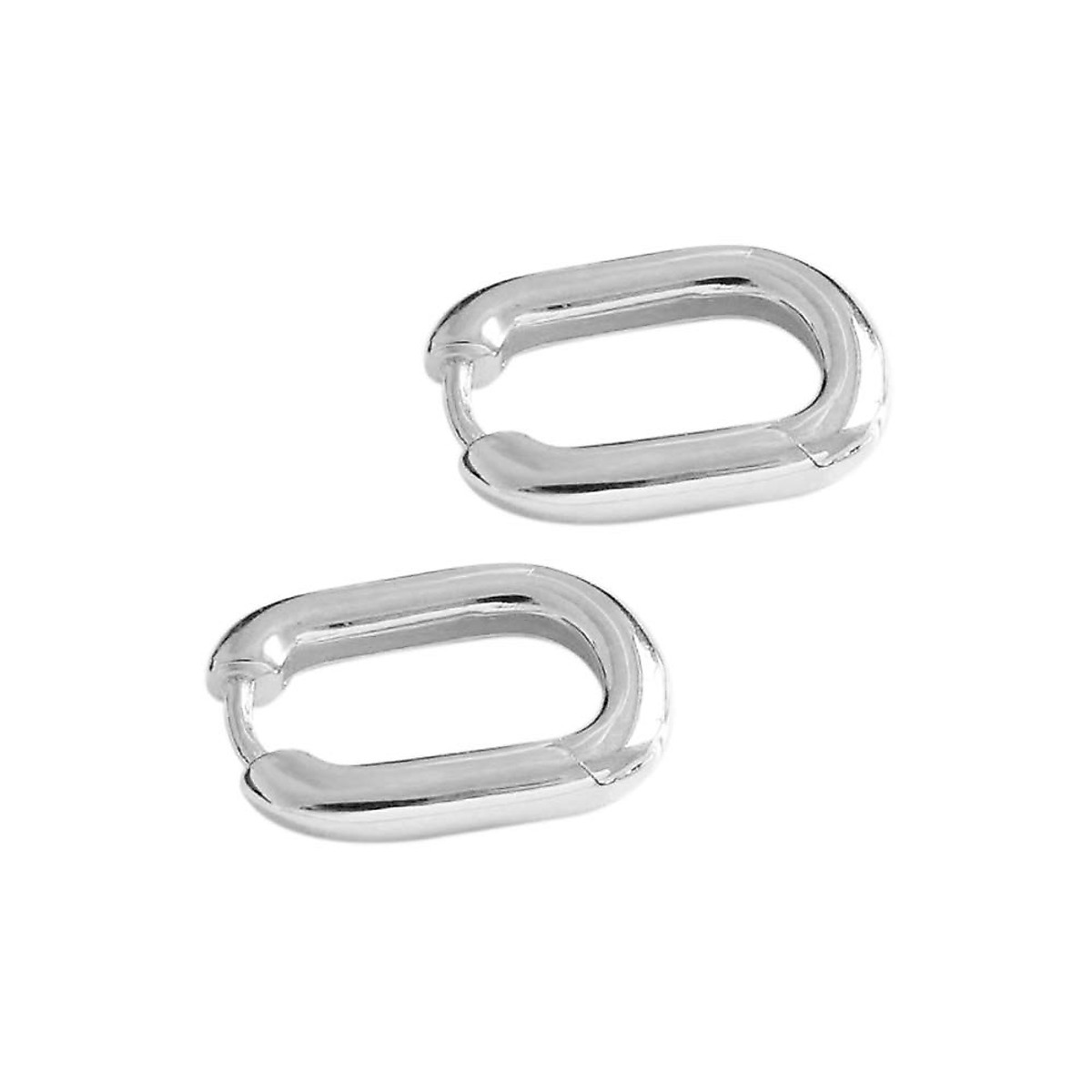 11mm Small Hoop Earrings Sterling Silver for Women Girls Minimalist Oval Tube Round Endless Huggie Hoops Hinged Earring Fashion Jewelry Gold Plated (Silver)