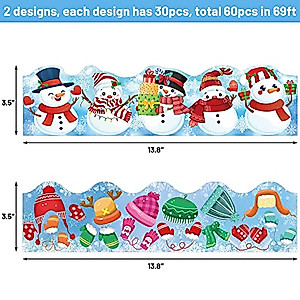 Christmas Bulletin Border Snowman Board Trim for Holiday Classroom Decoration 69ft