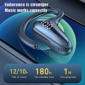 Syrisora Wireless Bluetooth Earphones Noise Reduction Ear Hook Earbuds with LED Digital Display for Business Office Sports