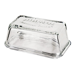 Grant Howard Mason Classics jumbo Glass Butter Dish with Lid, Crystal Clear Tray Container