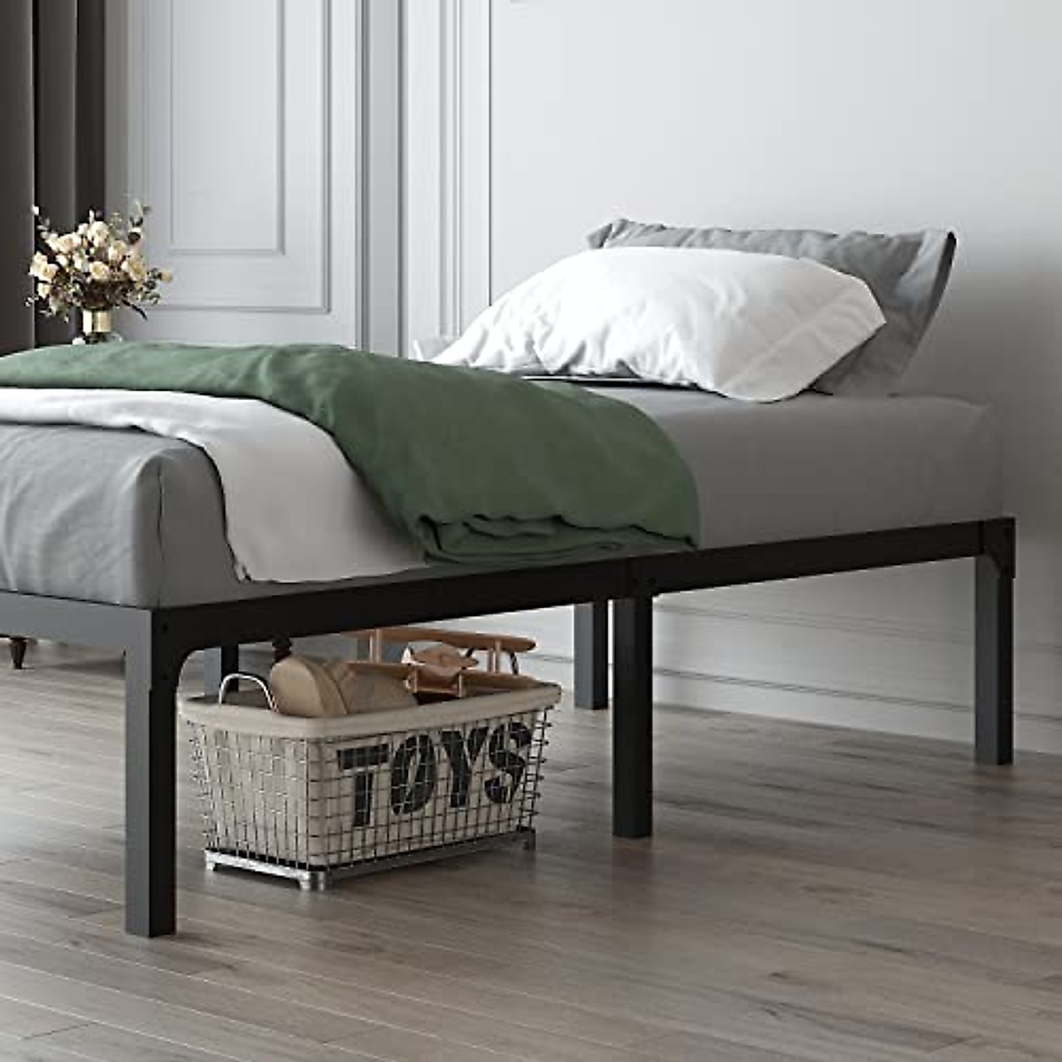 Yitong Angel Twin Bed Frame, 14 Inch High 3500 lbs Heavy Duty Metal Platform, Mattress Foundation with Steel Slat Support/No Box Spring Needed/Noise Free/Non-Slip/Easy Assembly