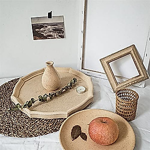 GEEKLLS Breakfast Tray Wood Tray Decorative Storage Tray Round Sundries Organizer Fruit Dessert Cake Snack Candy Platter Pallet Table Decor