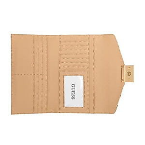 GUESS Women's Marlo Logo Print Front Pocket Trifold Wallet Clutch Bag - Cement